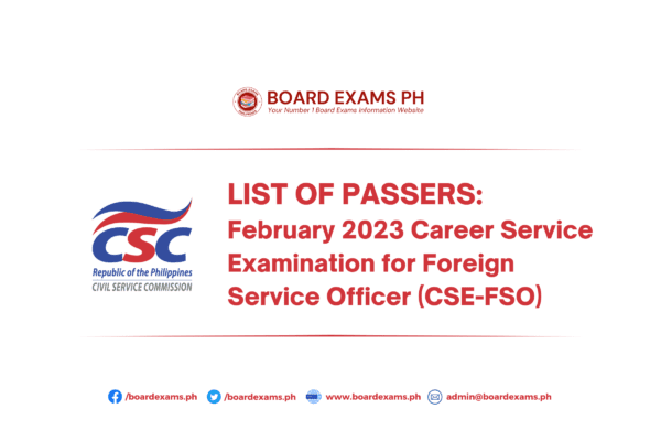 LIST OF PASSERS: February 2023 Career Service Examination for Foreign ...