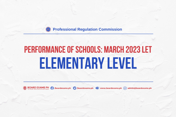 PERFORMANCE OF SCHOOLS: March 2023 Licensure Examination for Teachers ...