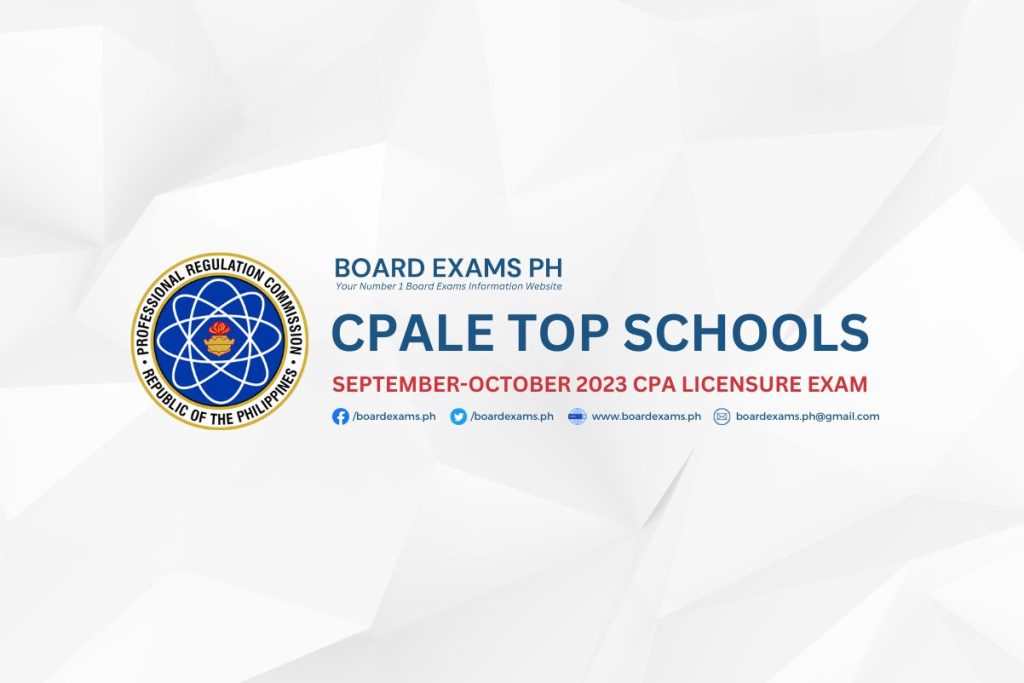 PERFORMANCE OF SCHOOLS: September-October 2023 Certified Public Accountant Licensure Exam (CPALE ...