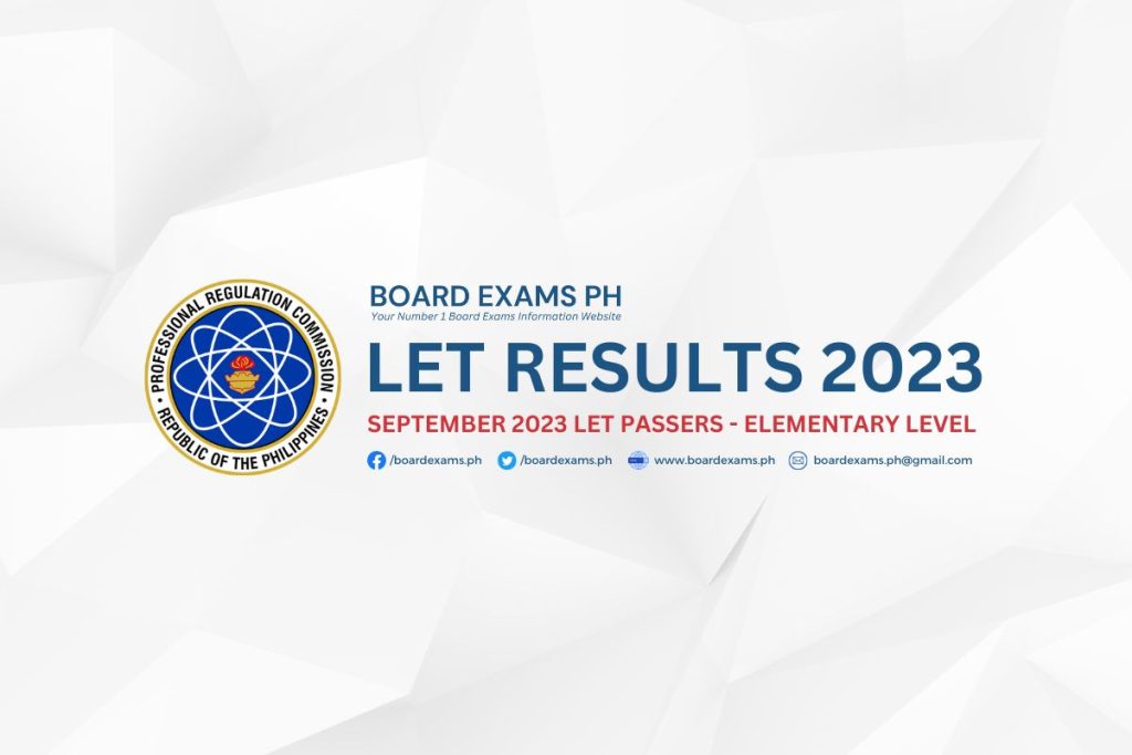 LET RESULTS ELEMENTARY: September 2023 Licensure Examination for ...