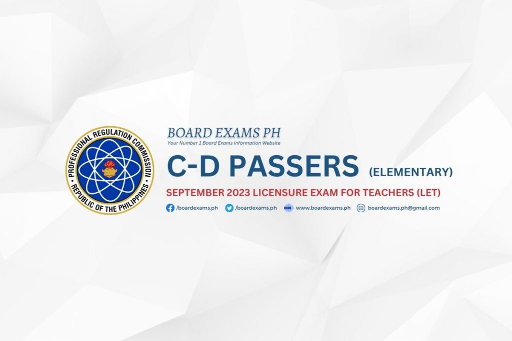 C-D PASSERS ELEMENTARY: September 2023 Licensure Examination for ...