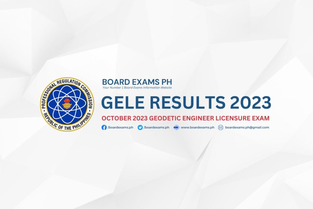 GELE RESULTS: October 2023 Geodetic Engineer Licensure Exam List of ...