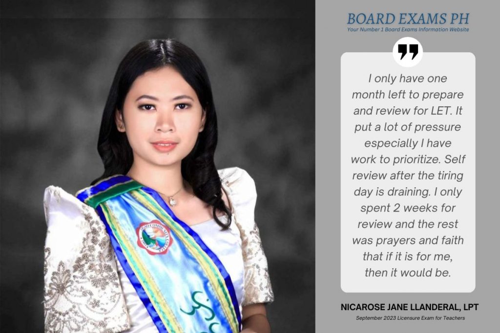 “I only have one month left to prepare and review for LET.” – Board ...