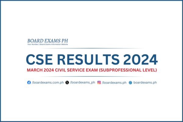 CSE RESULTS (Subprofessional Level): March 2024 Civil Service Exam List of Passers – Board Exams PH