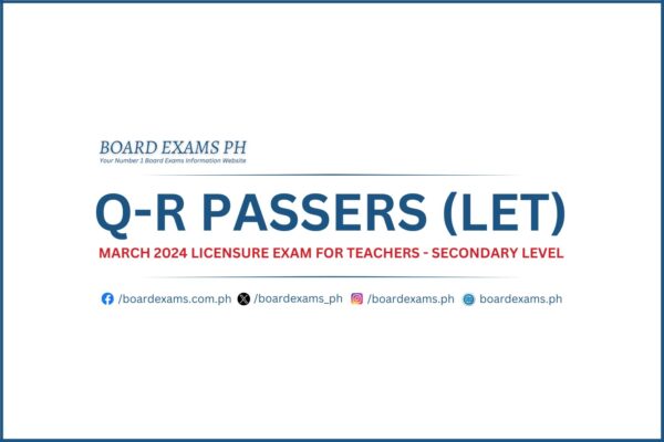 Q-R PASSERS (Secondary Level): March 2024 Licensure Exam for Teachers ...