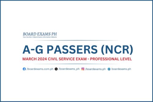 [A-G PASSERS] NCR (Professional Level): March 2024 Civil Service Exam Results – Board Exams PH