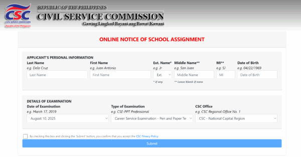 ROOM ASSIGNMENTS: August 2025 Civil Service Exam (Professional Level ...