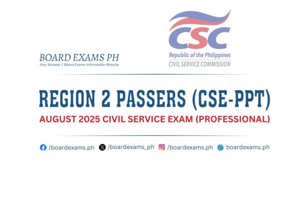 REGION 2 PASSERS (Professional Level): August 2025 Career Service Exam ...