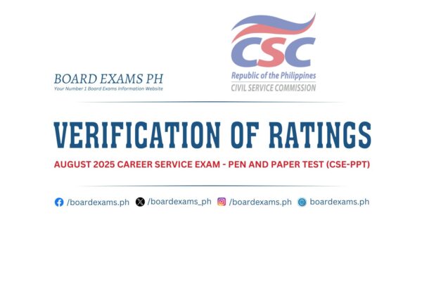 VERIFICATION OF RATINGS: August 2025 Career Service Exam – Pen and ...