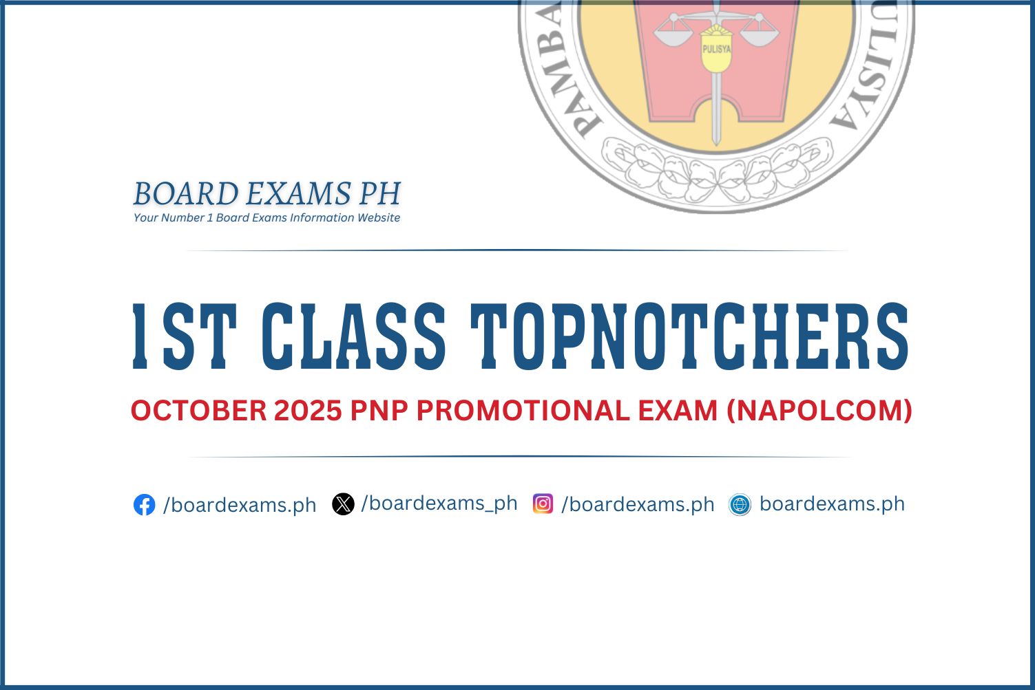 NAPOLCOM EXAM RESULTS – Board Exams PH