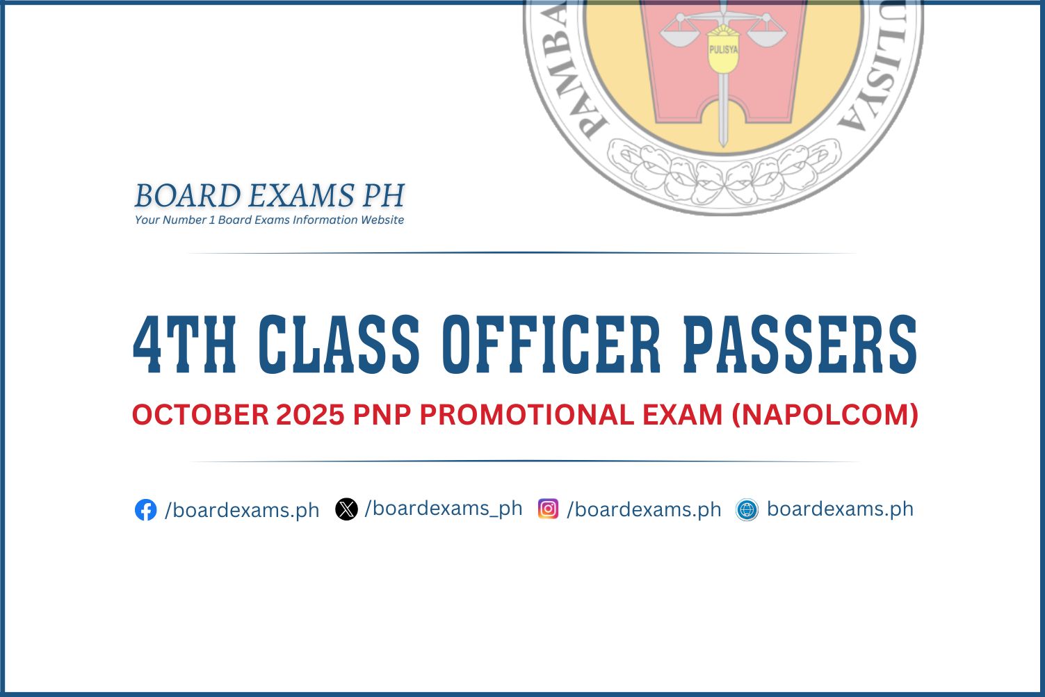 NAPOLCOM EXAM RESULTS – Board Exams PH