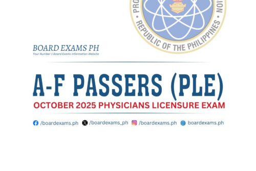 A-F PASSERS: October 2025 Physicians Licensure Exam (PLE) – Board Exams PH