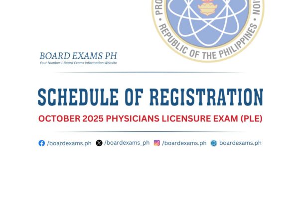 SCHEDULE OF REGISTRATION: October 2025 Physicians Licensure Exam (PLE ...