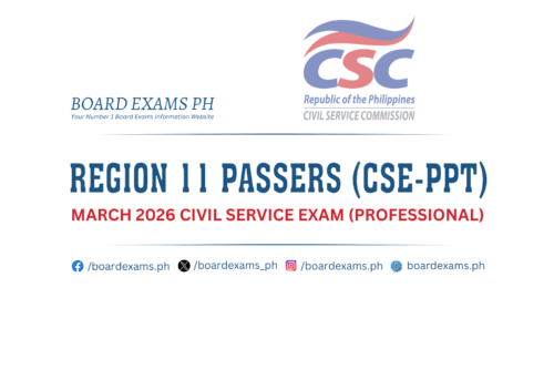 REGION 11 PASSERS (Professional Level): March 2026 Career Service Exam ...